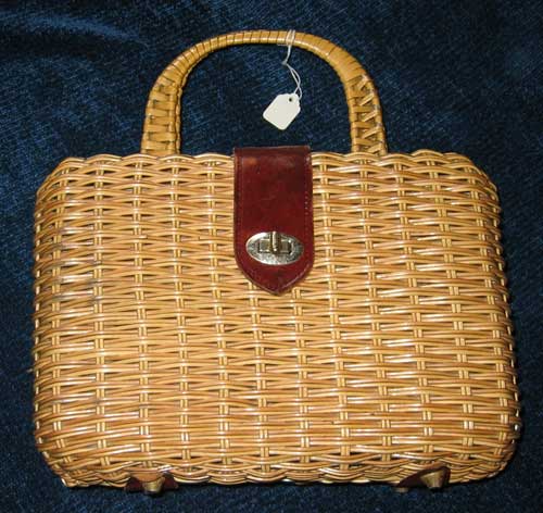 Rattan Handbag with Leather Clasp